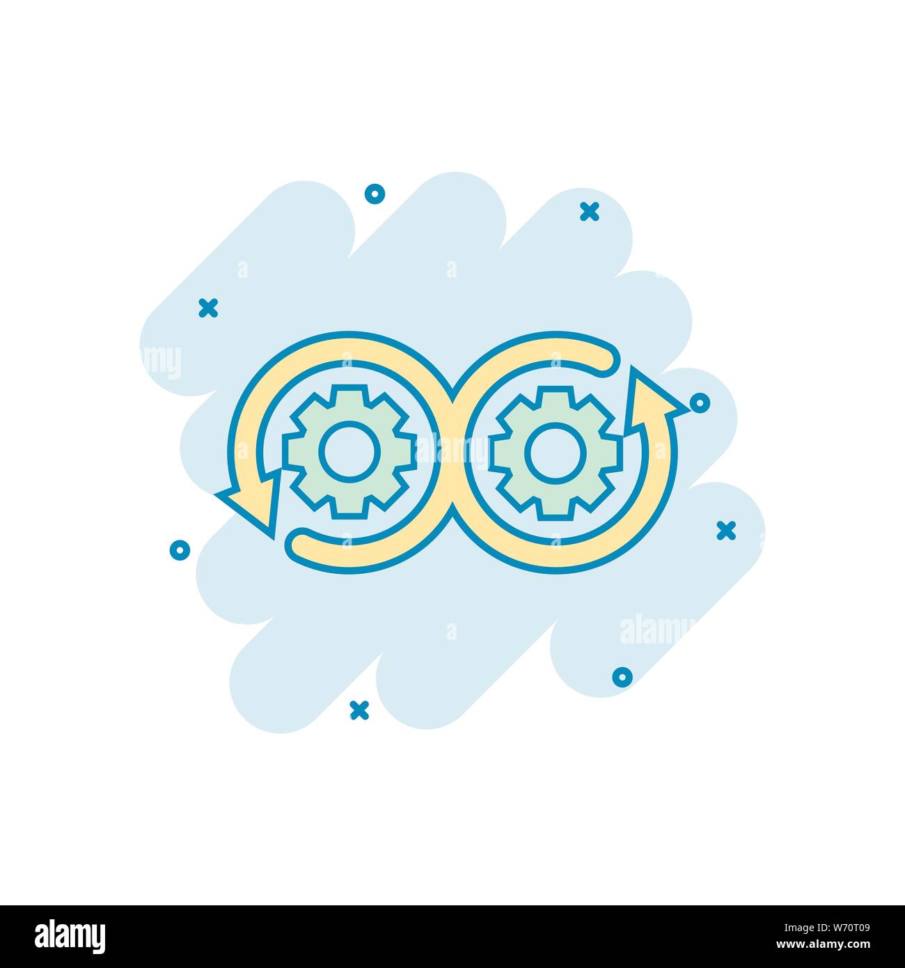 Development icon in comic style. Devops vector cartoon illustration on ...