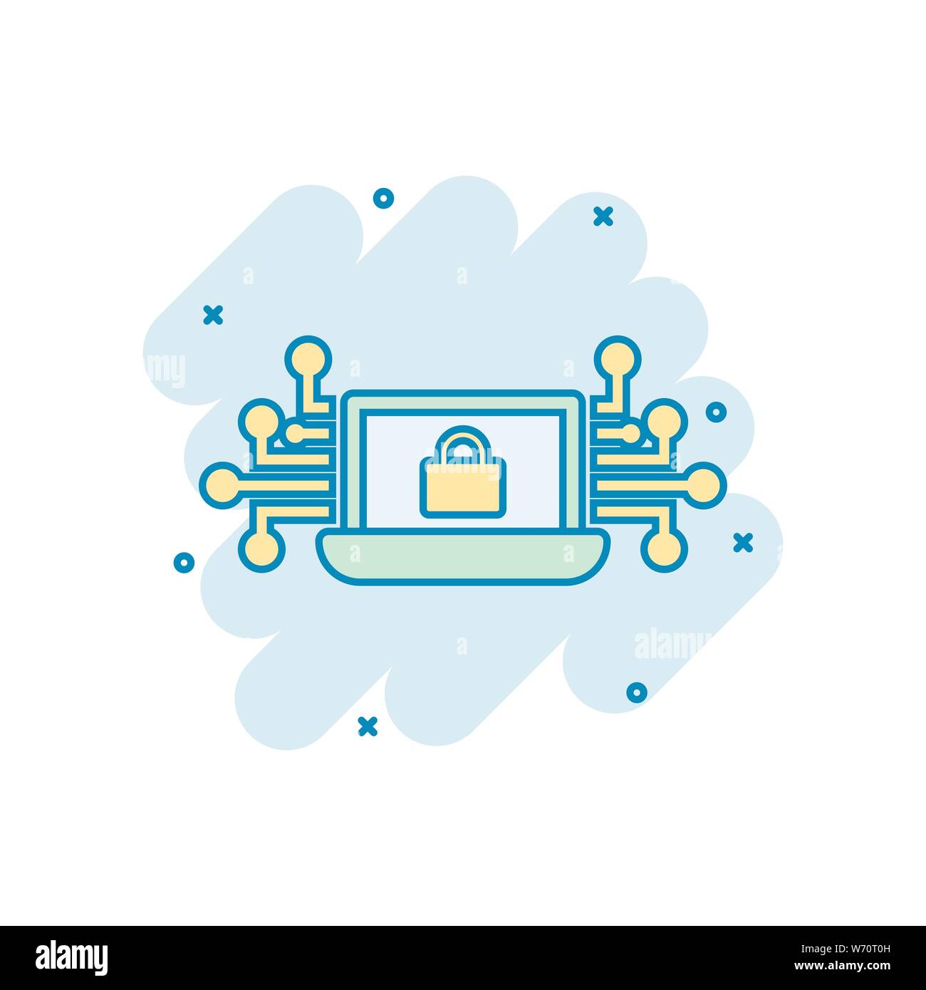 Cyber security icon in comic style. Padlock locked vector cartoon ...