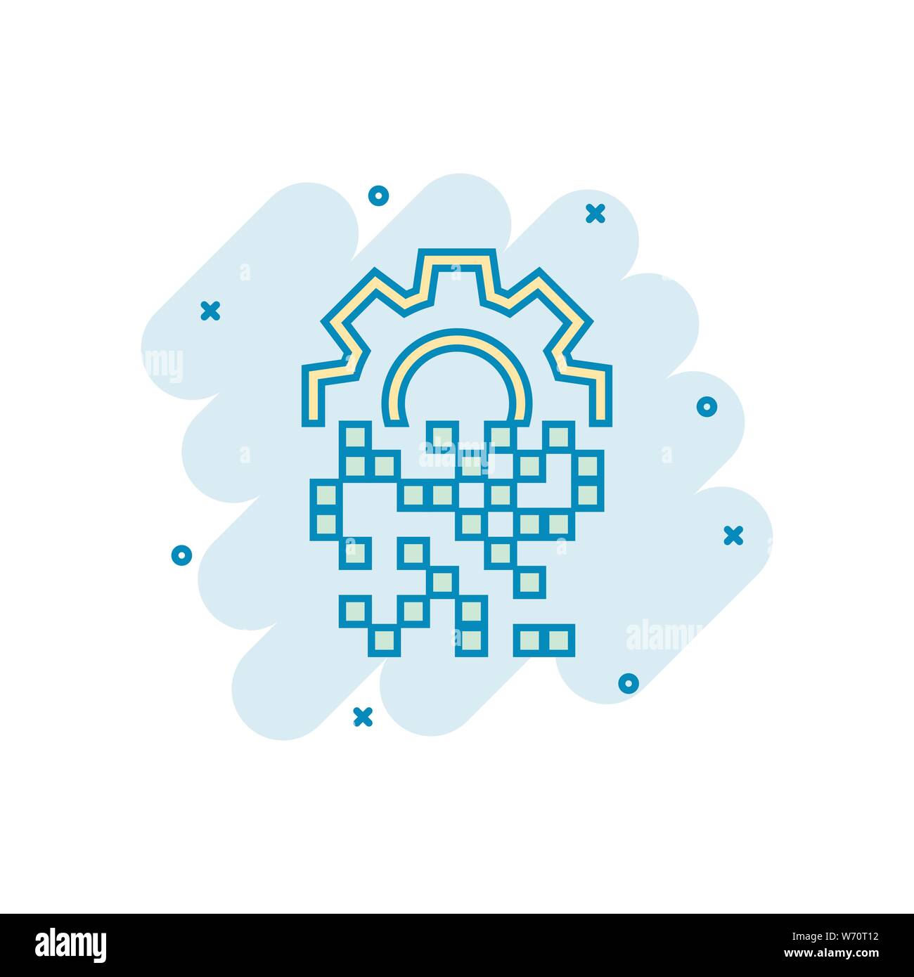 Digital gear icon in comic style. Cog vector cartoon illustration on ...