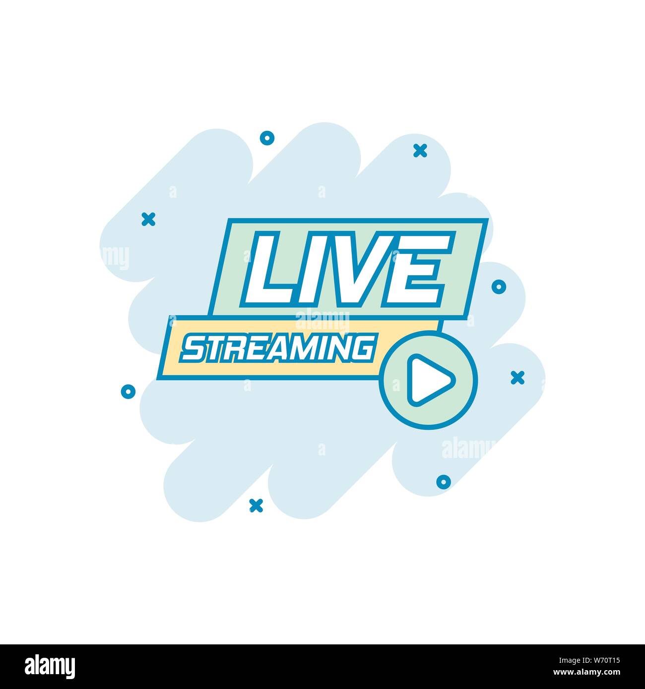 Live video icon in comic style. Streaming tv vector cartoon ...