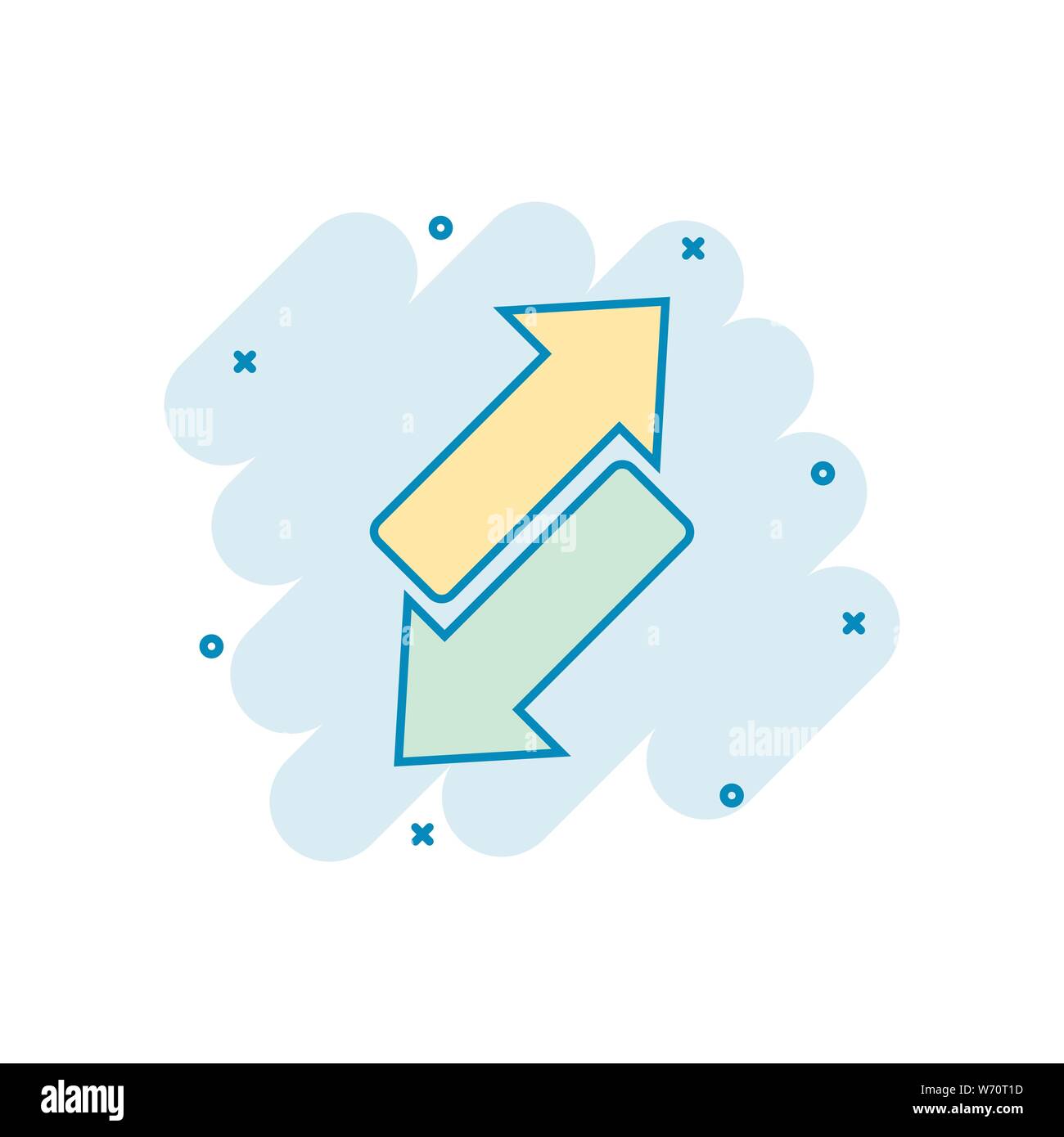 Reverse arrow sign icon in comic style. Refresh vector cartoon ...