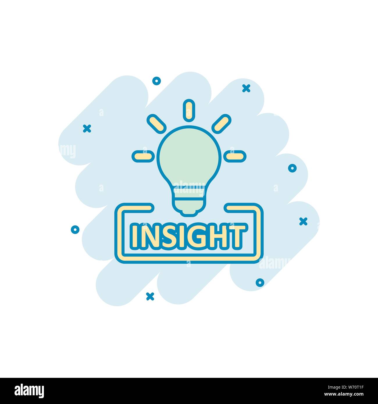 Insight icon in comic style. Bulb vector cartoon illustration on white ...
