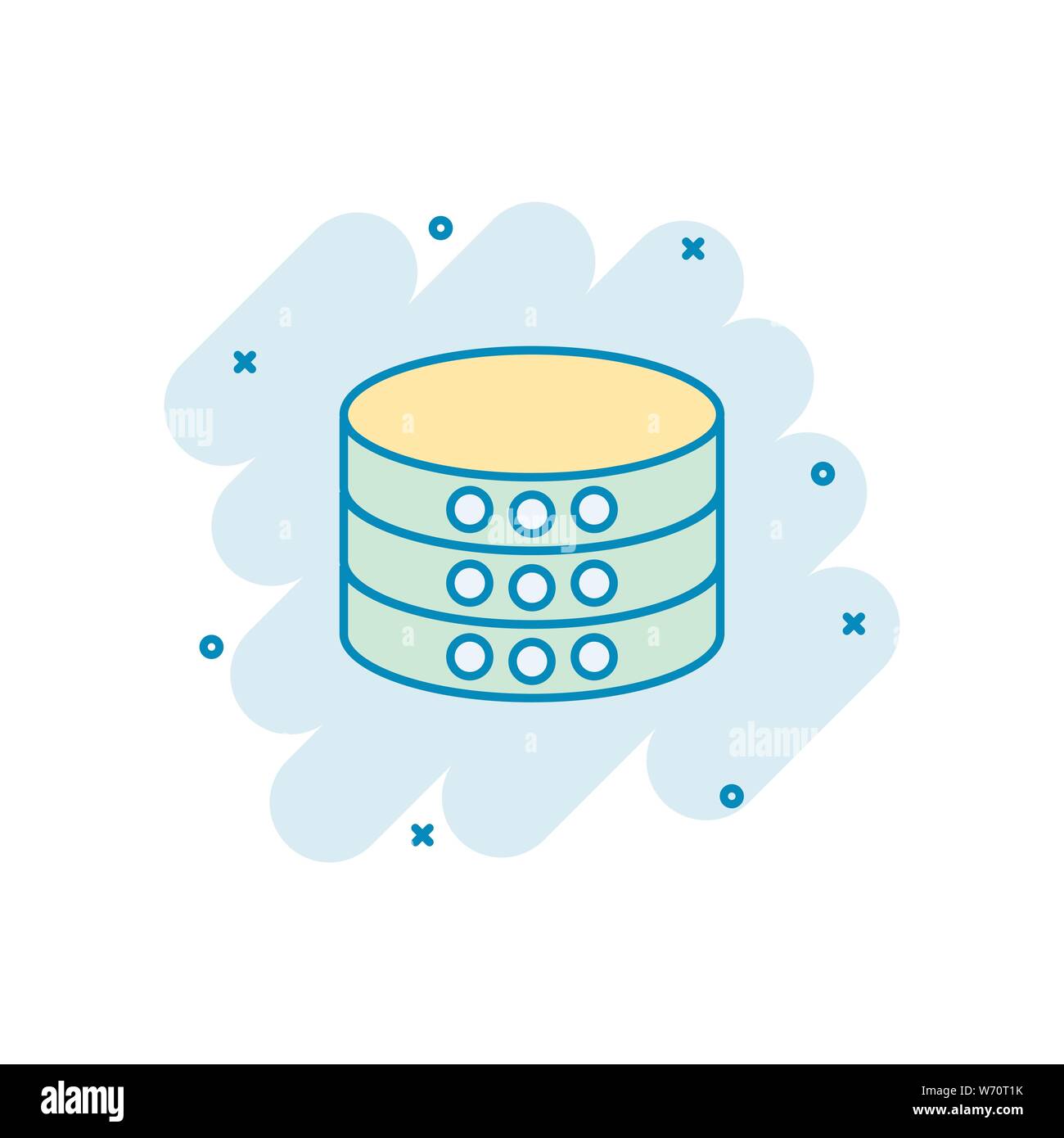 Data center icon in comic style. Server vector cartoon illustration on ...