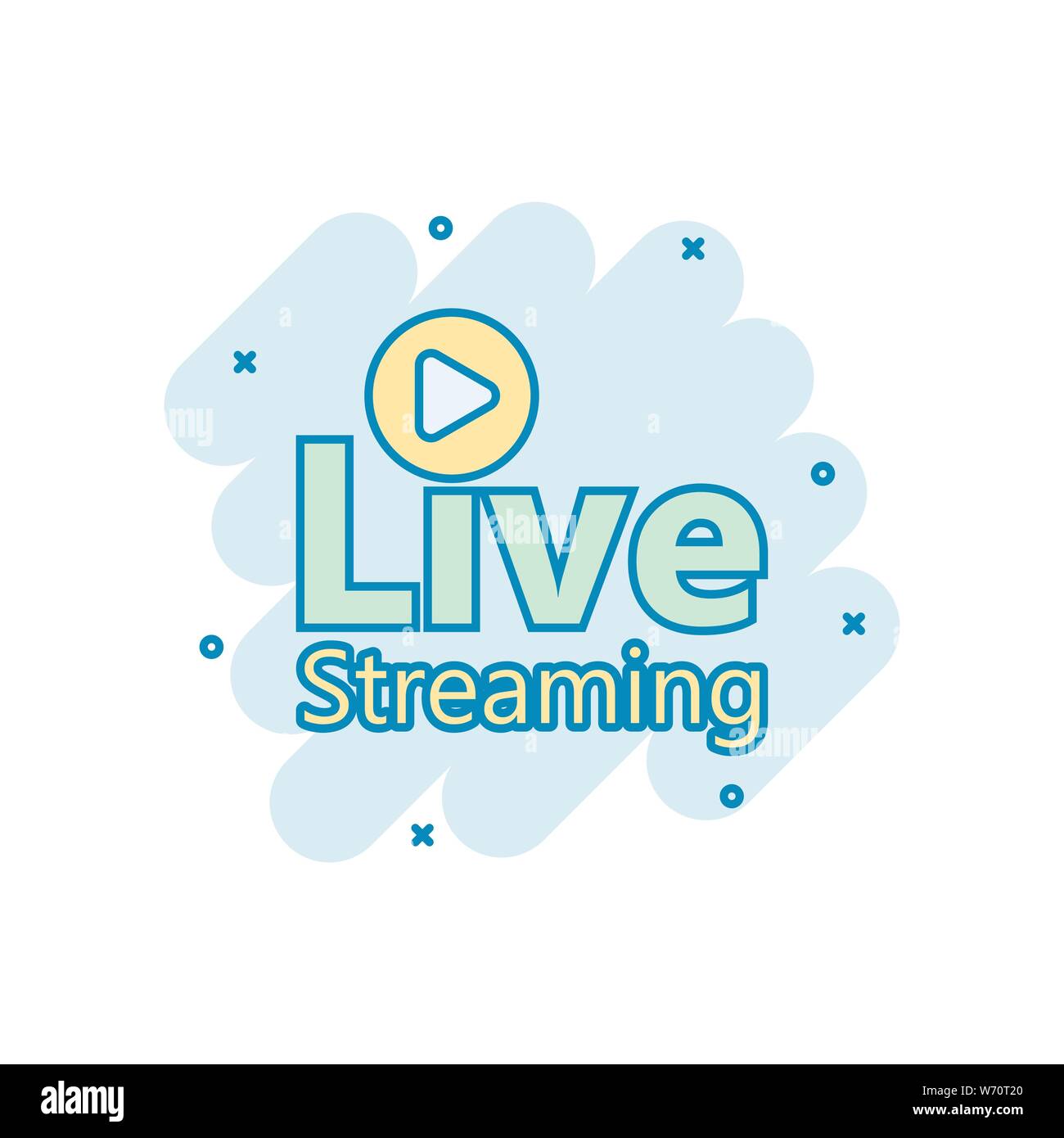 Live video icon in comic style. Streaming tv vector cartoon ...