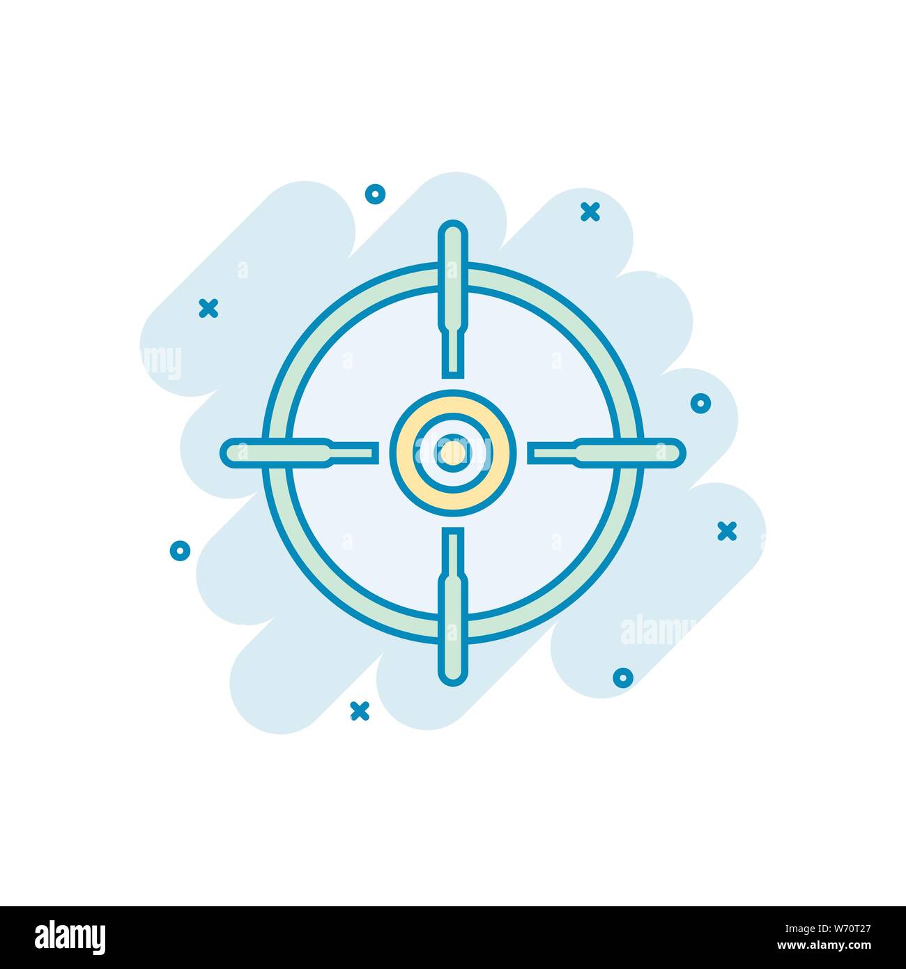 Shooting target vector icon in comic style. Aim sniper symbol cartoon ...