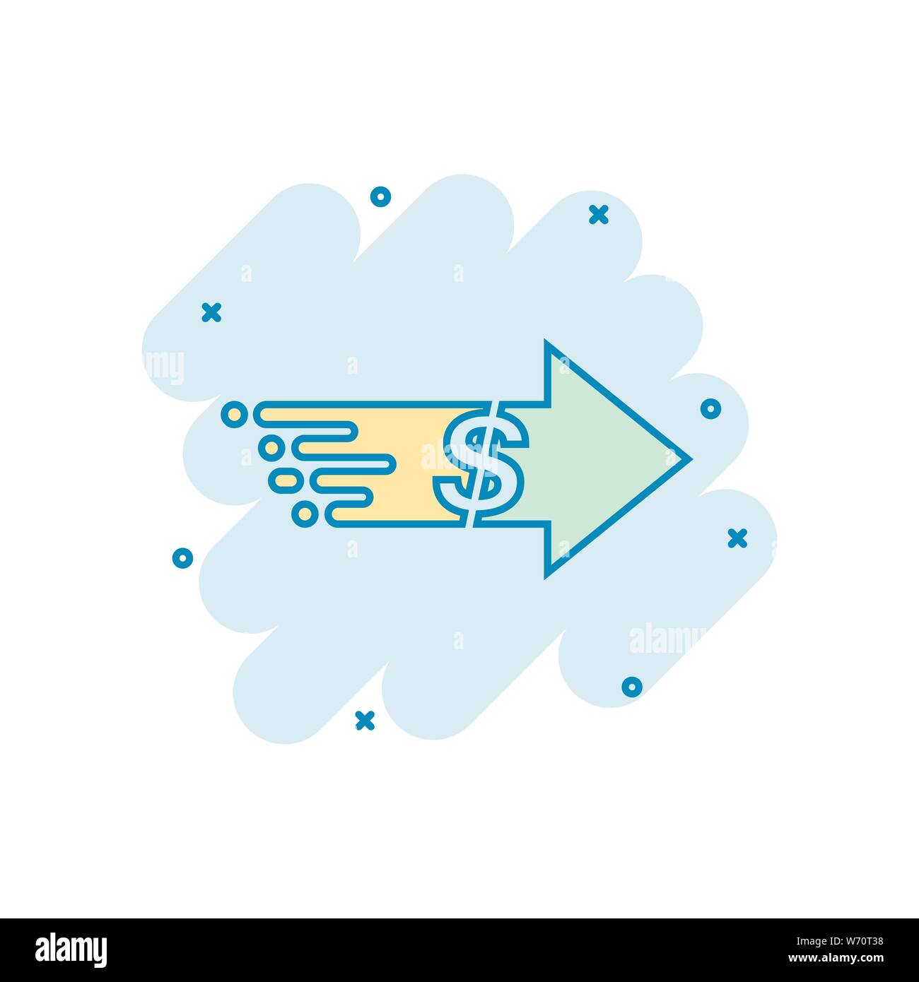 Transfer money icon in comic style. Dollar vector cartoon illustration ...