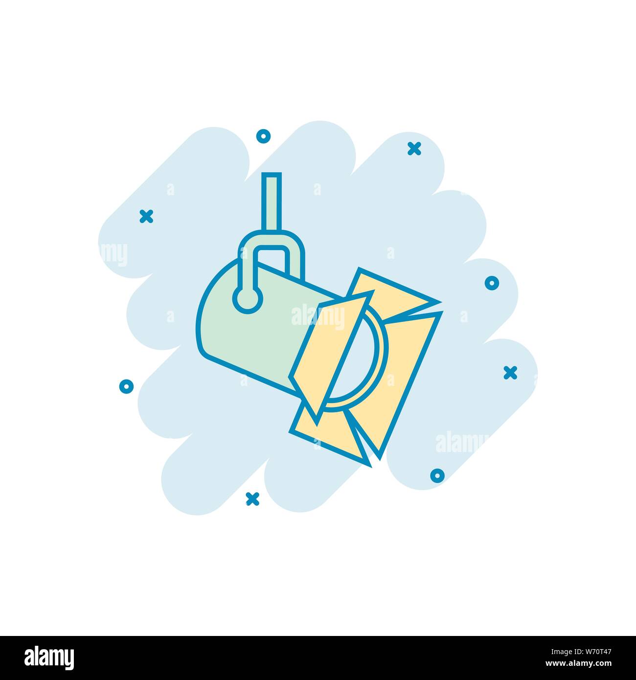 Spotlight icon in comic style. Lamp vector cartoon illustration on ...