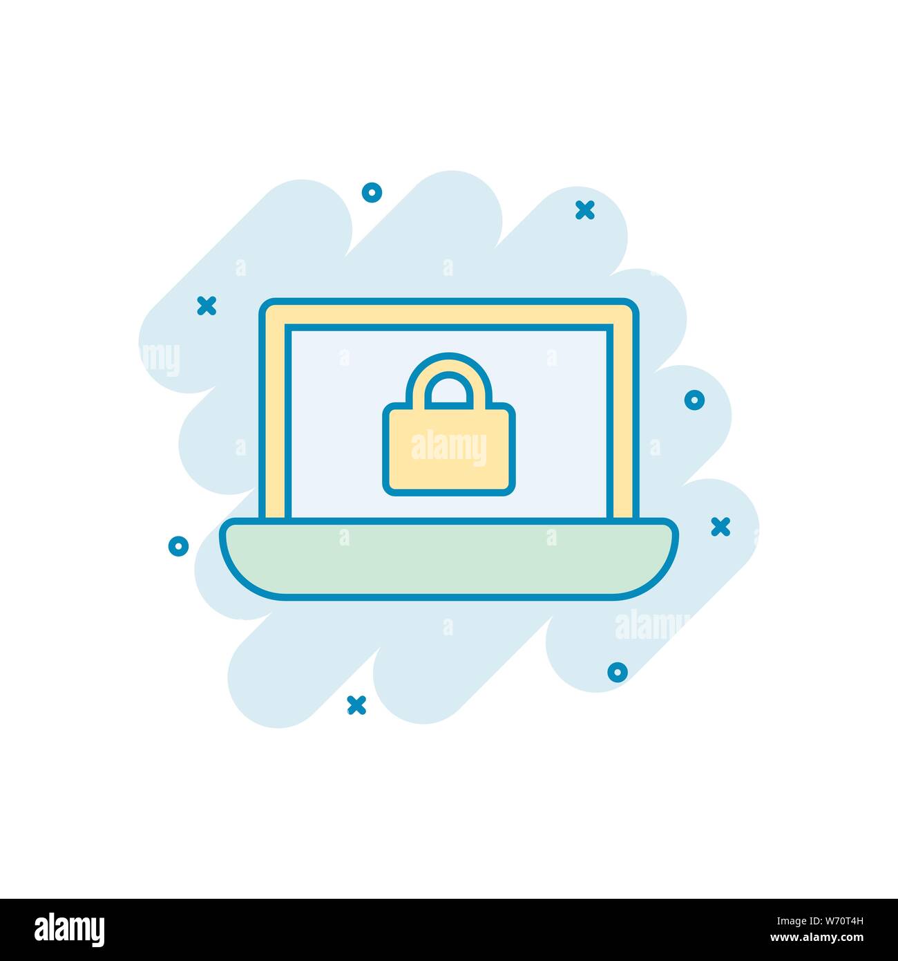 Cyber security icon in comic style. Padlock locked vector cartoon ...