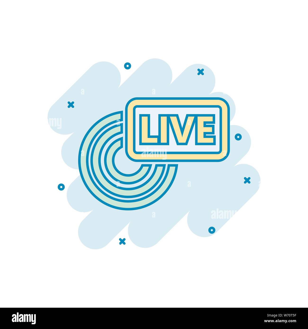 Live broadcast icon in comic style. Antenna vector cartoon illustration ...