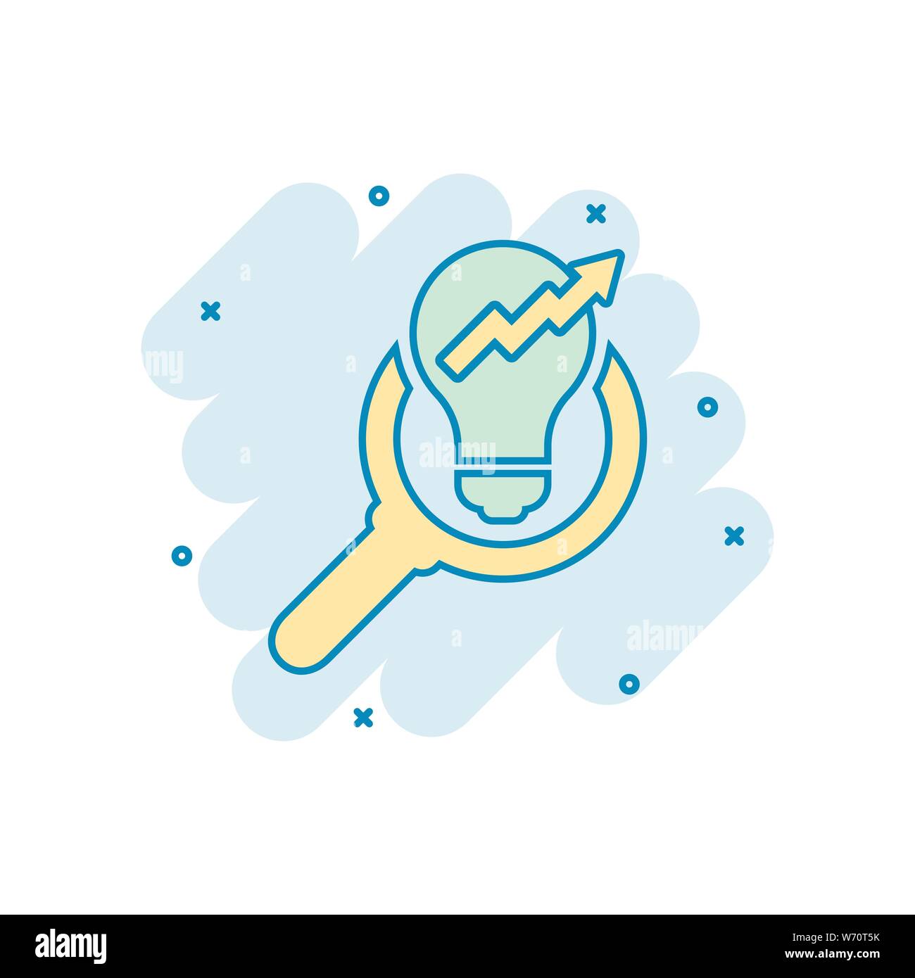 Insight icon in comic style. Bulb vector cartoon illustration on white ...