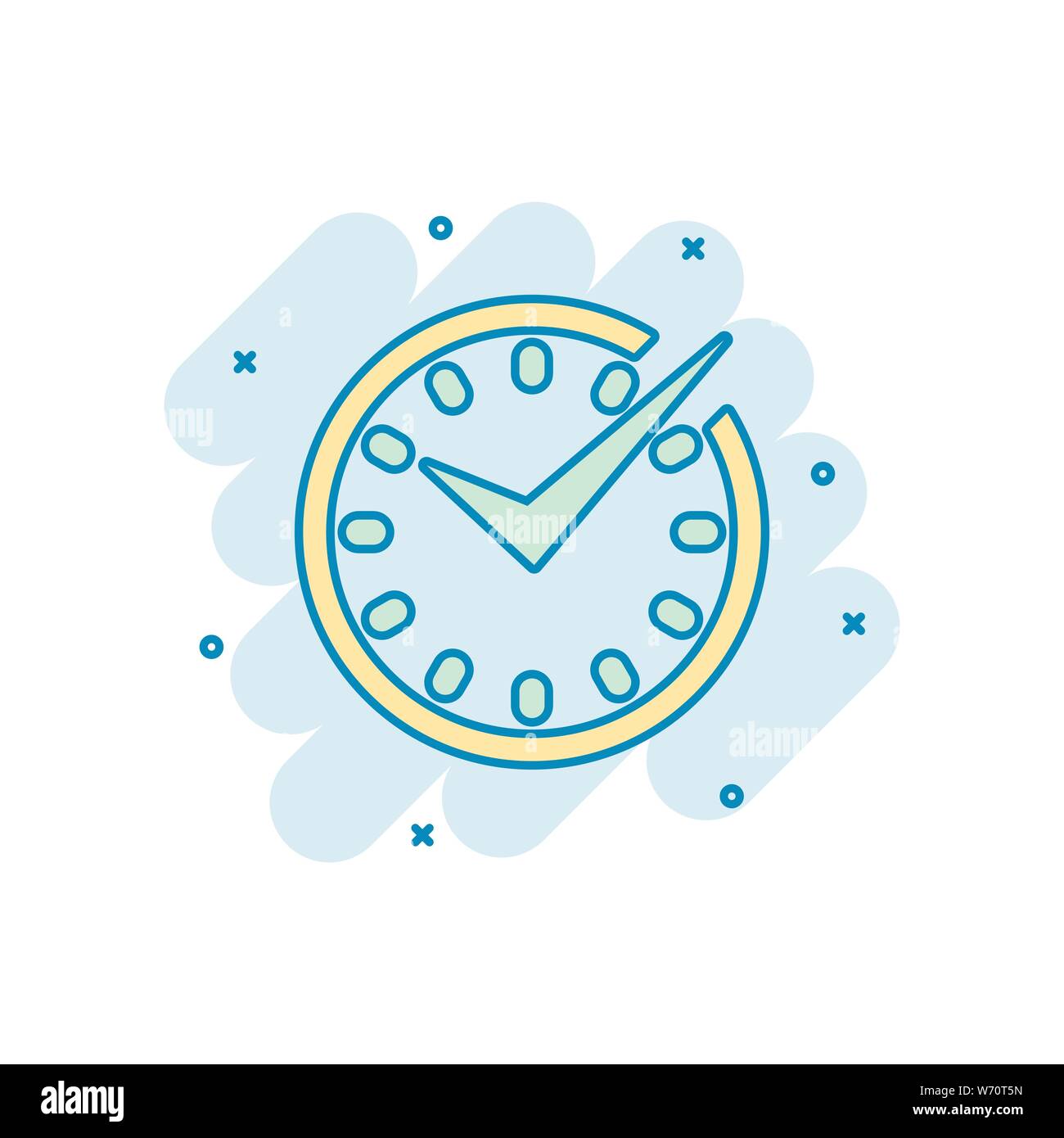 Real time icon in comic style. Clock vector cartoon illustration on ...