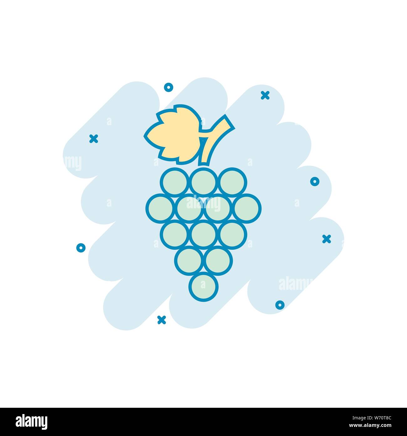 Grape fruits sign icon in comic style. Grapevine vector cartoon ...