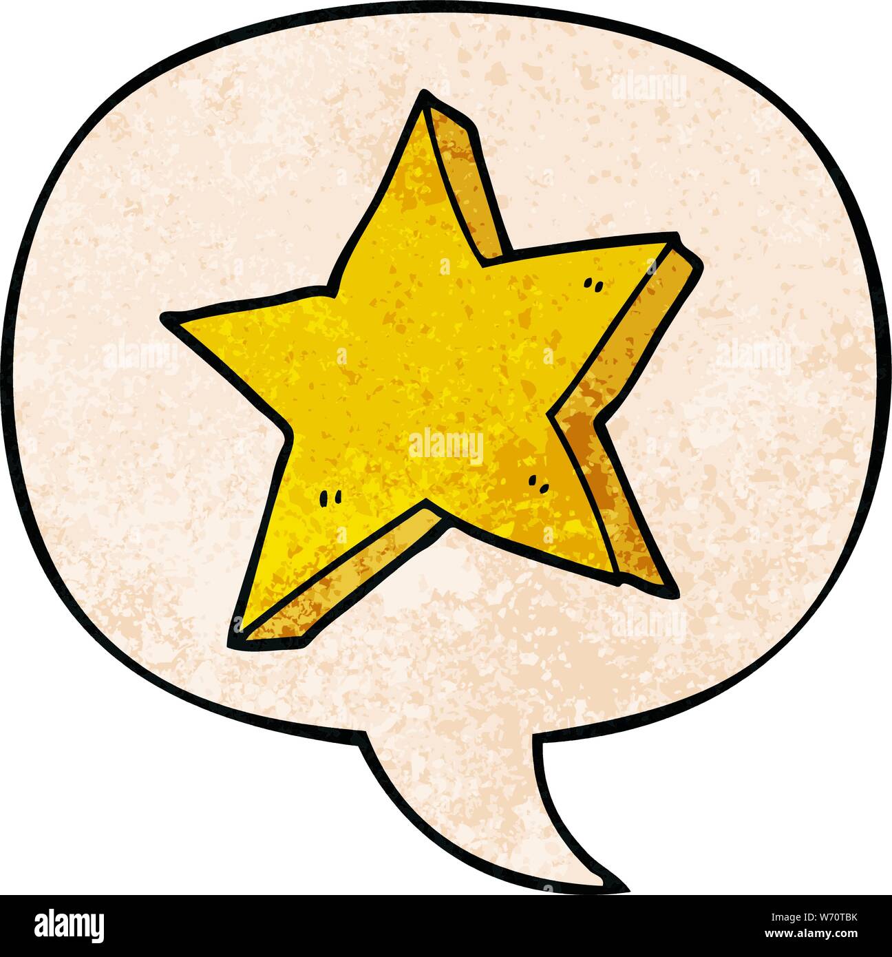 cartoon star with speech bubble in retro texture style Stock Vector ...