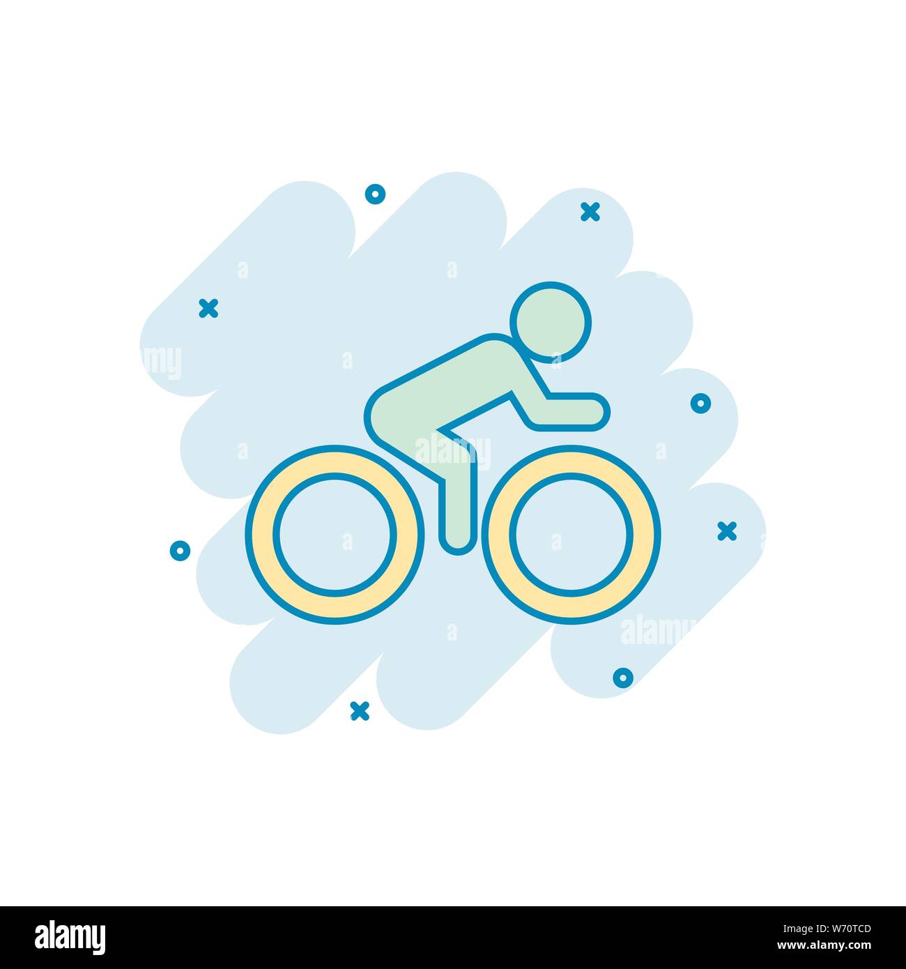 People on bicycle sign icon in comic style. Bike vector cartoon ...