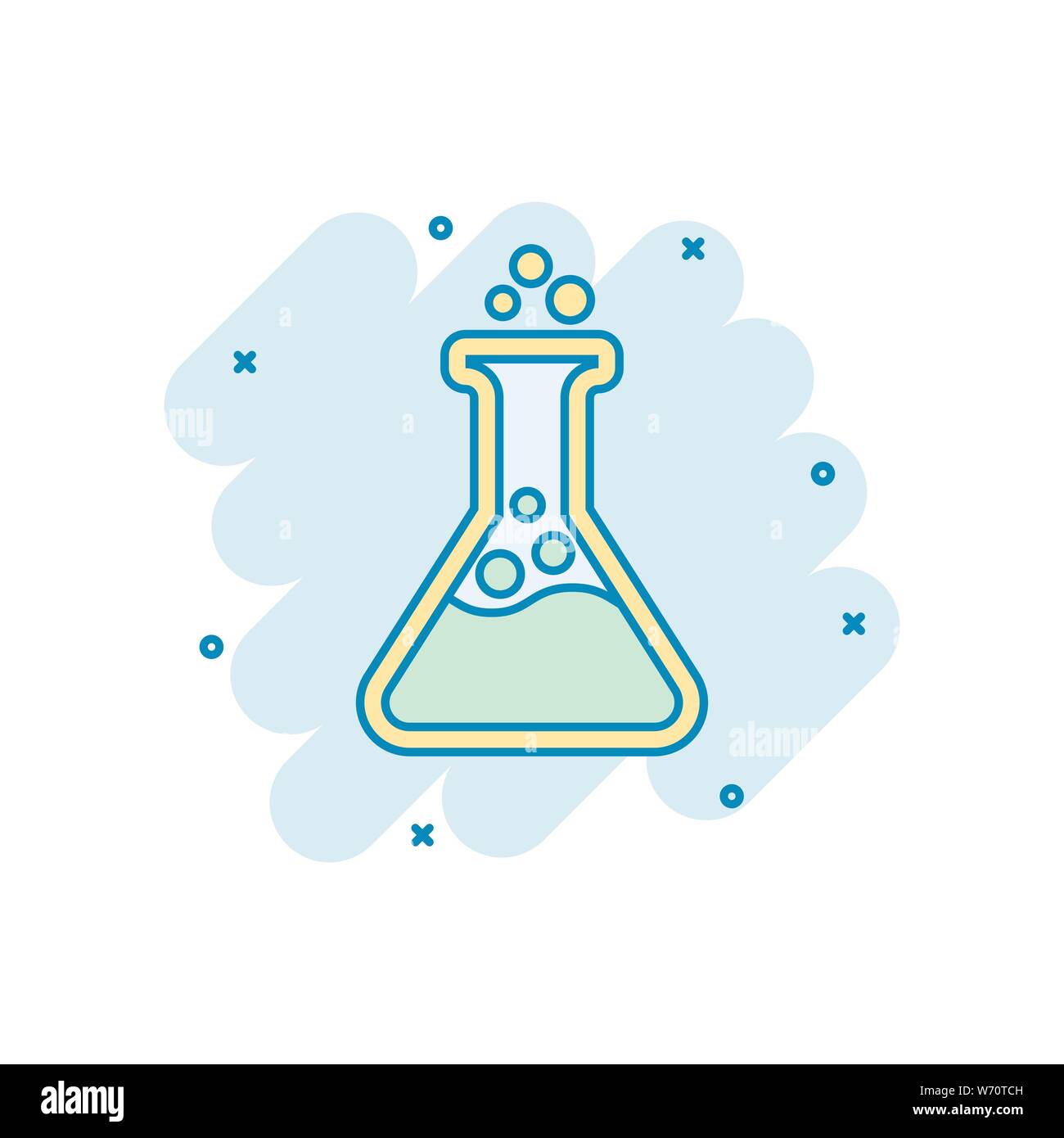 Chemistry beakers sign icon in comic style. Flask test tube vector ...
