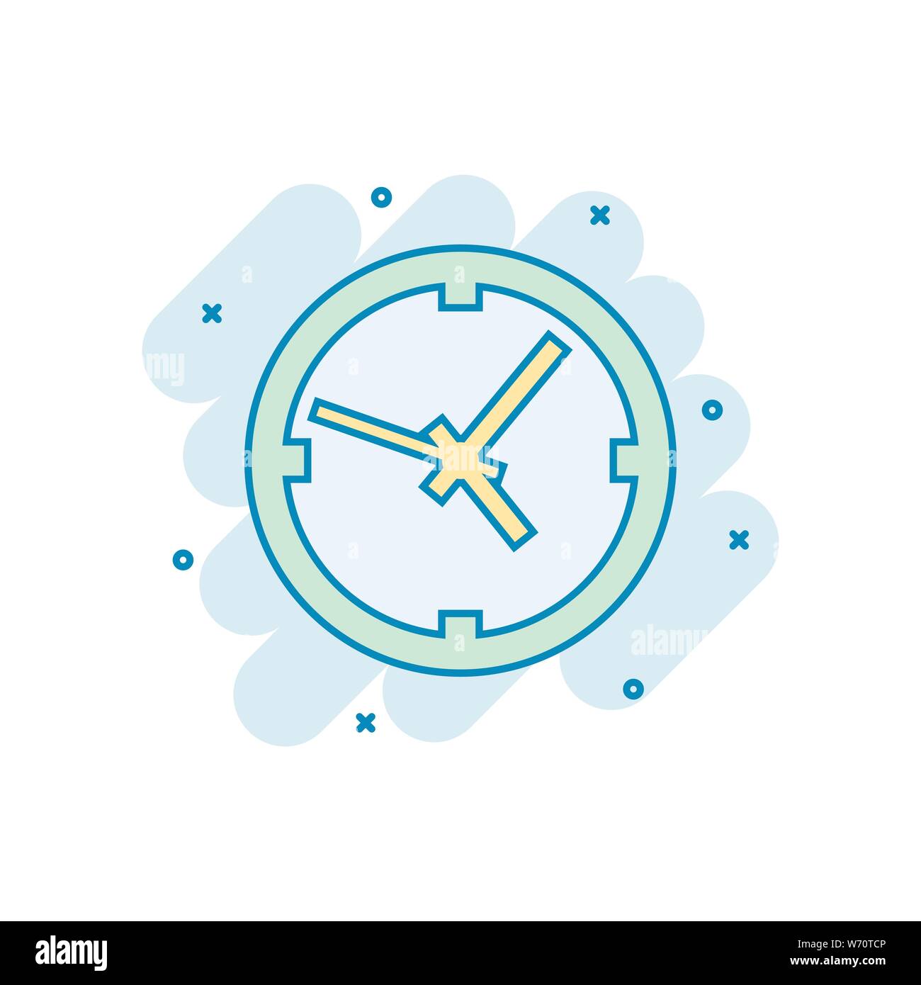 Clock sign icon in comic style. Time management vector cartoon ...