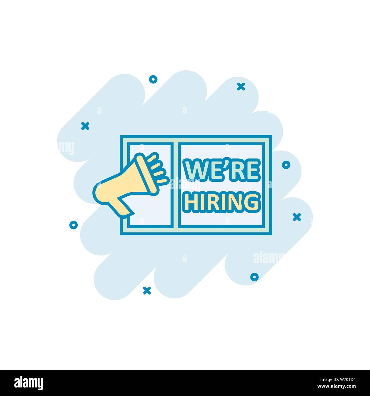 We're hiring icon in comic style. Job vacancy search vector cartoon ...