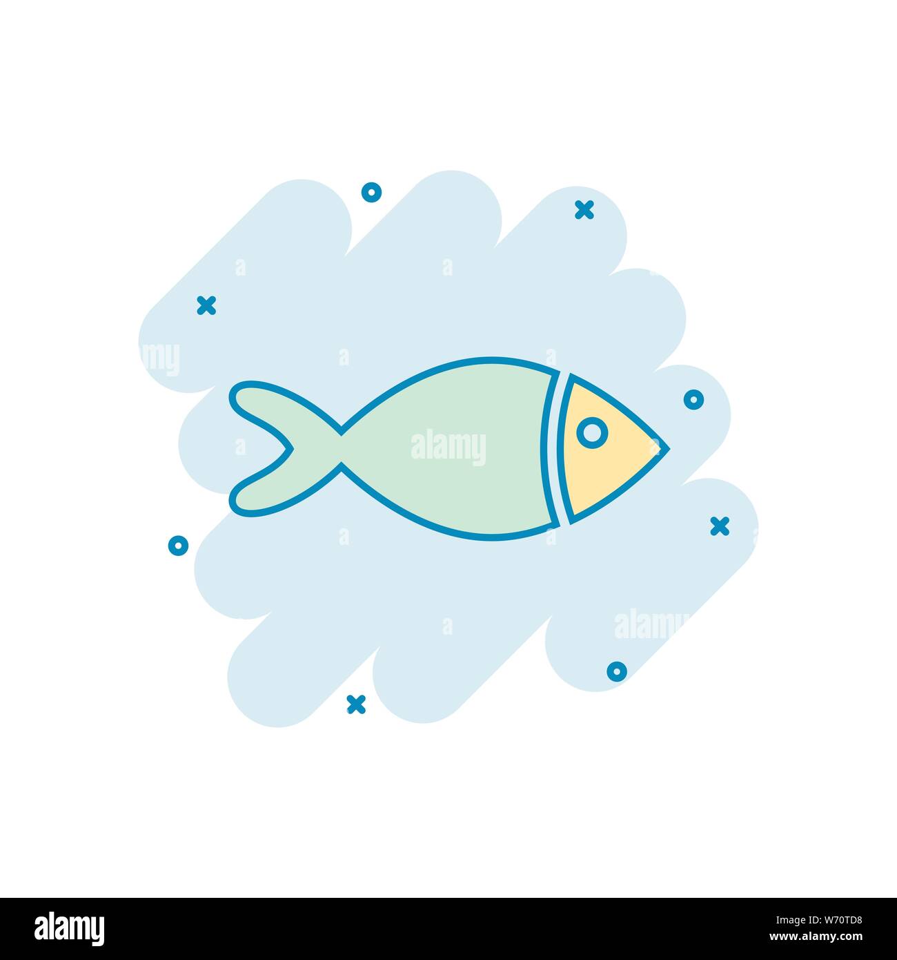 Fish sign icon in comic style. Goldfish vector cartoon illustration on ...