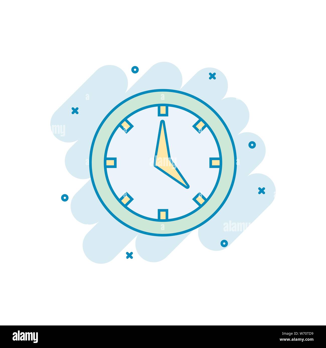 Real time icon in comic style. Clock vector cartoon illustration on ...