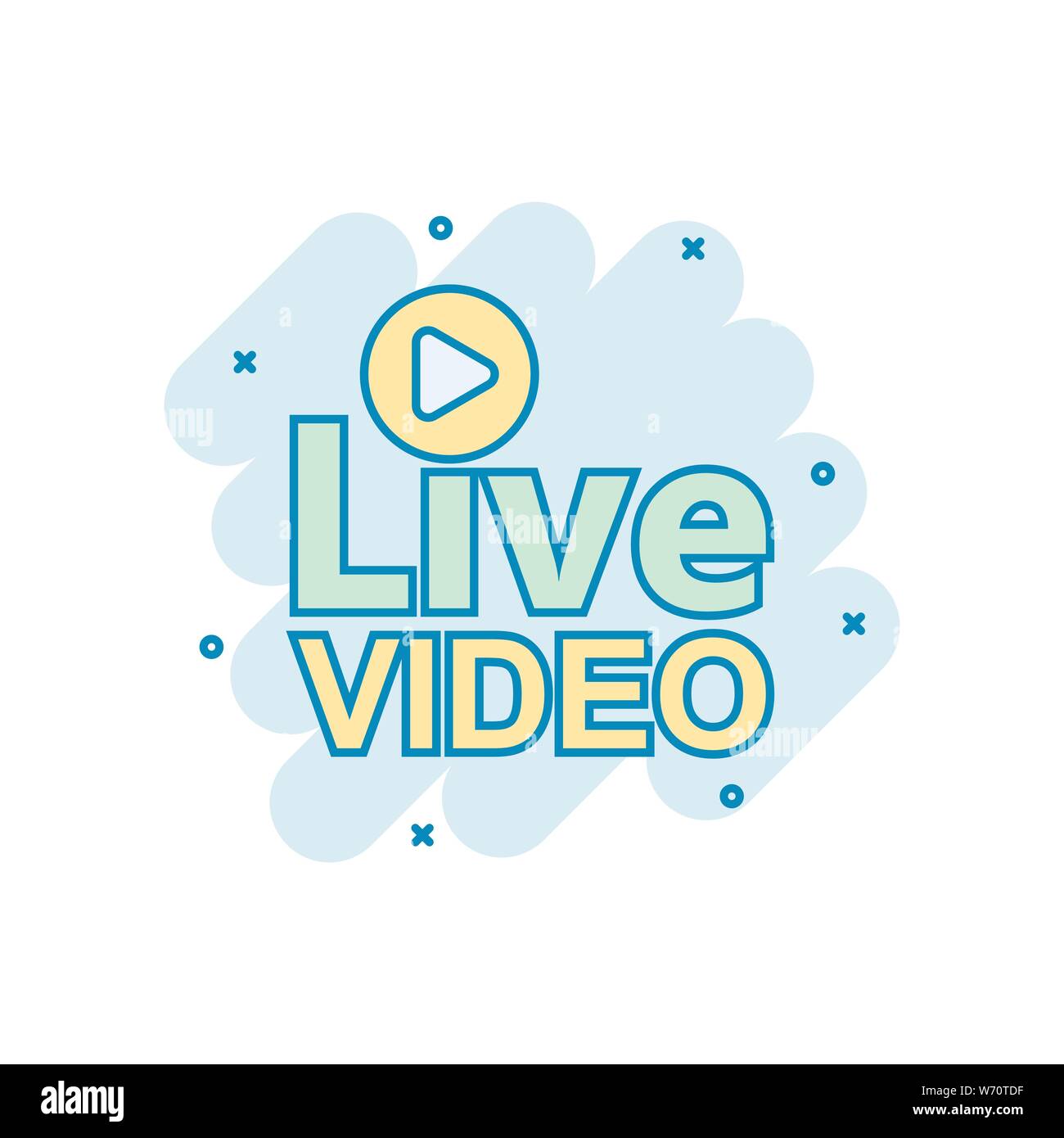 Live video icon in comic style. Streaming tv vector cartoon ...
