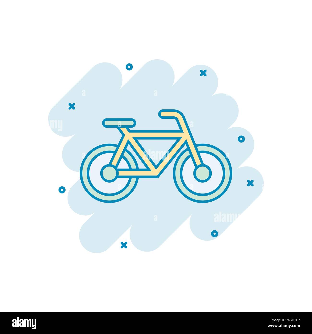 Bicycle sign icon in comic style. Bike vector cartoon illustration on ...
