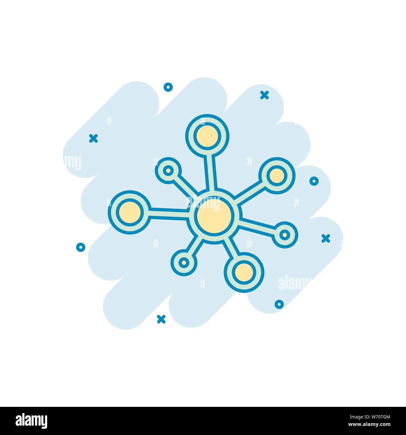 Hub network connection sign icon in comic style. Dna molecule vector ...