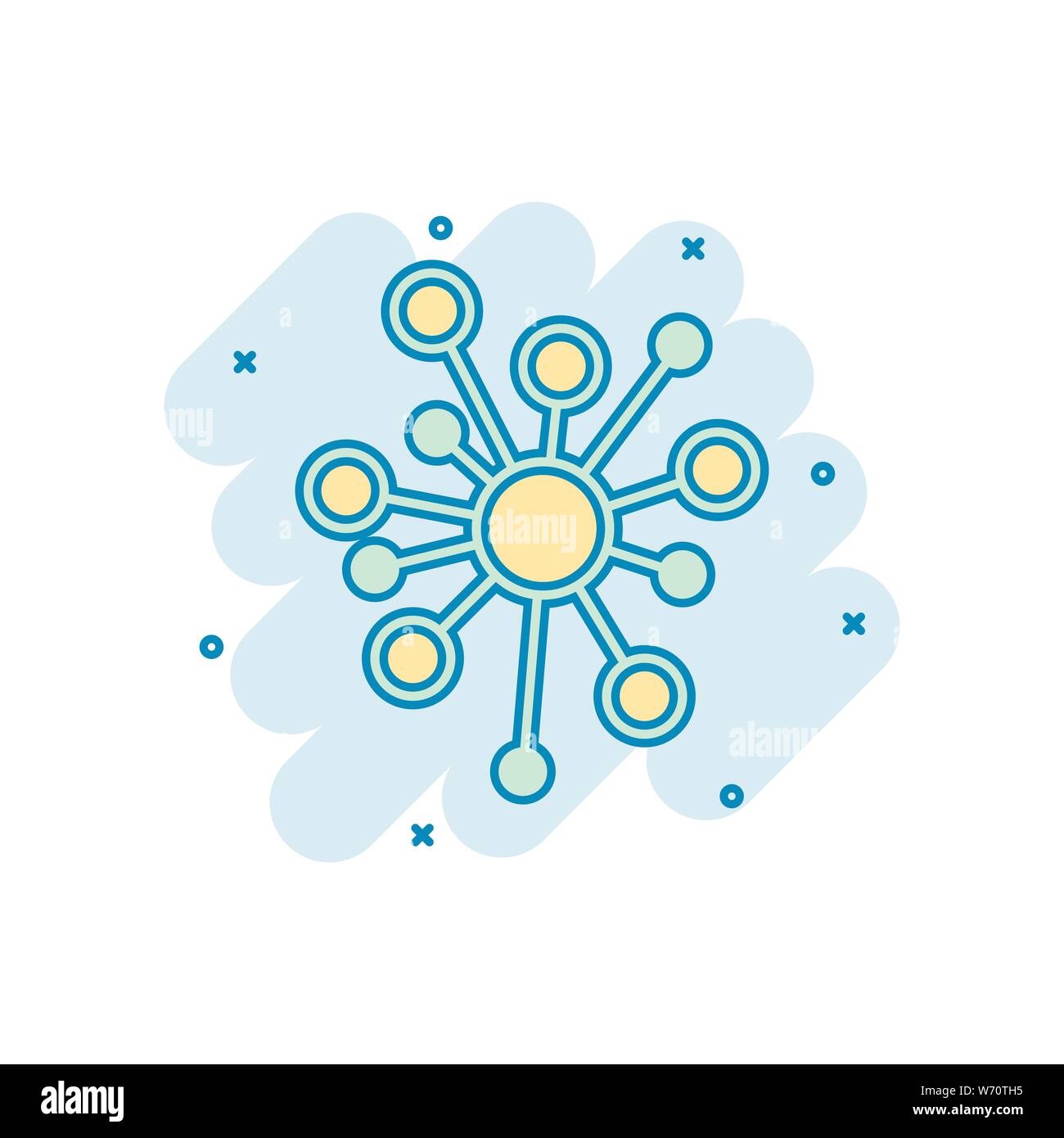 Hub network connection sign icon in comic style. Dna molecule vector ...