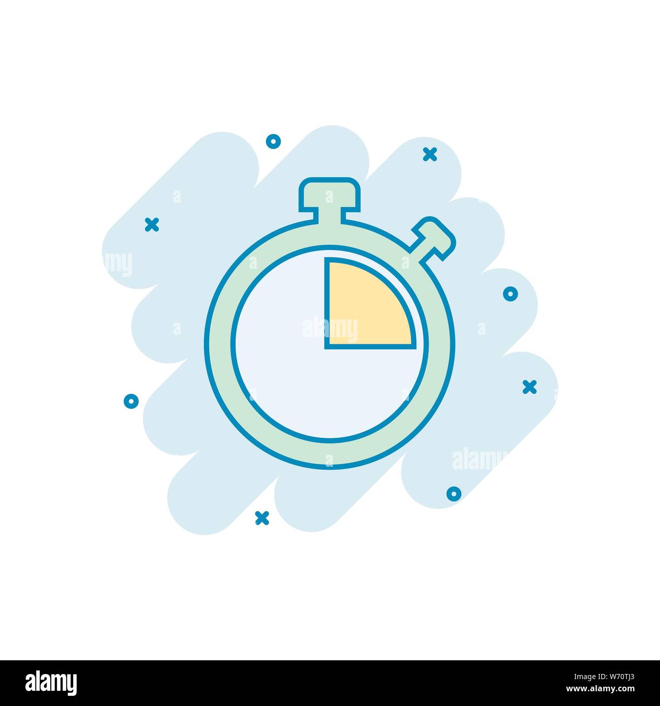 Clock sign icon in comic style. Time management vector cartoon ...