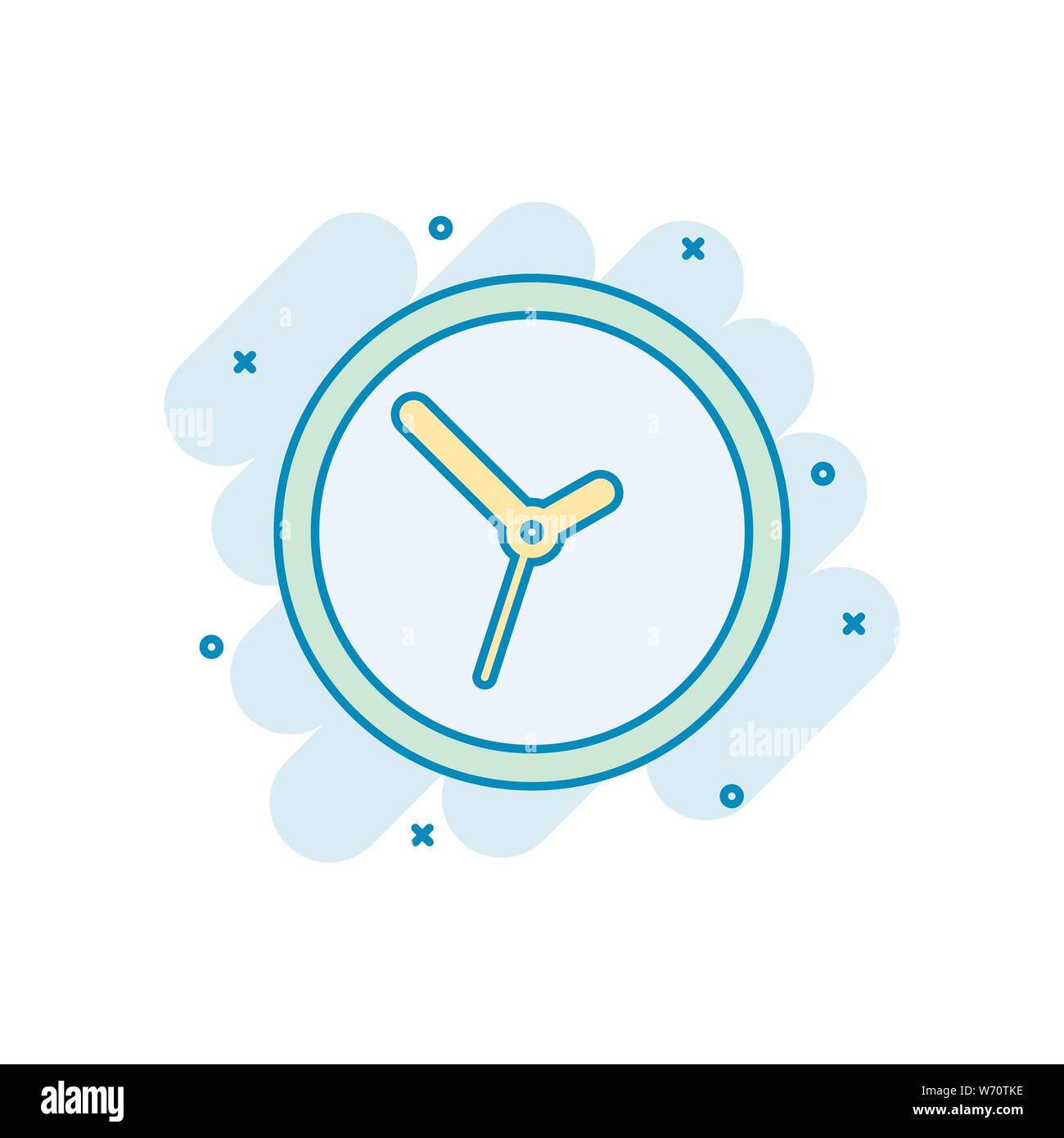 Clock sign icon in comic style. Time management vector cartoon ...
