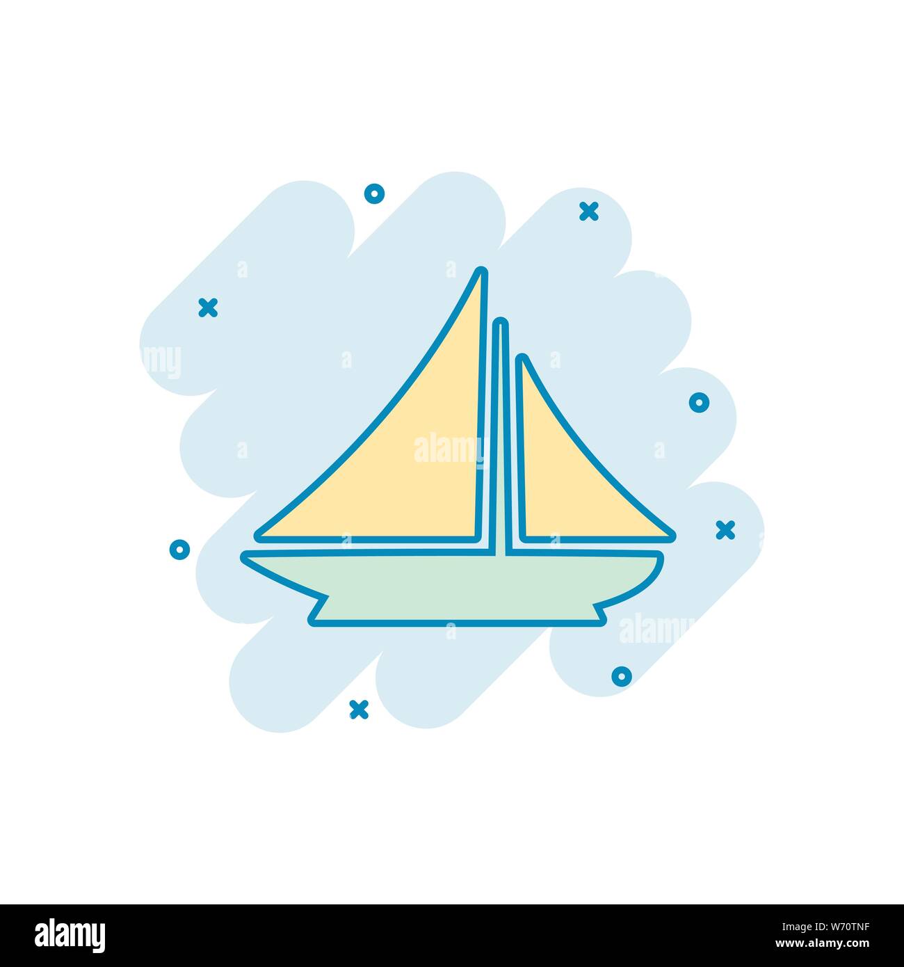 Ship cruise sign icon in comic style. Cargo boat vector cartoon ...