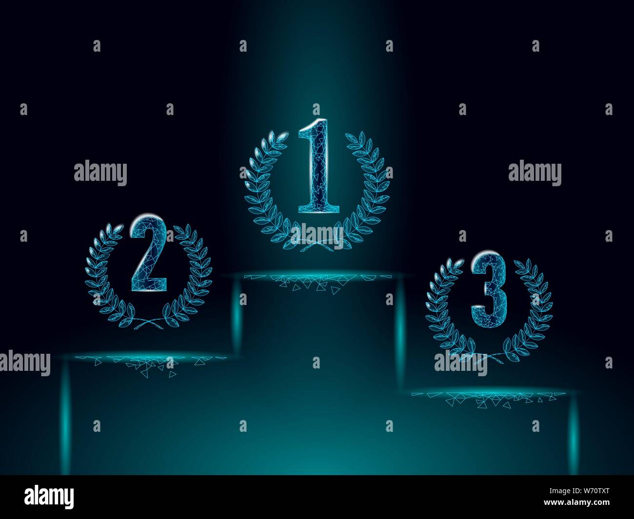 Low poly winner pedestal place. Contest leader first honor ceremony ...