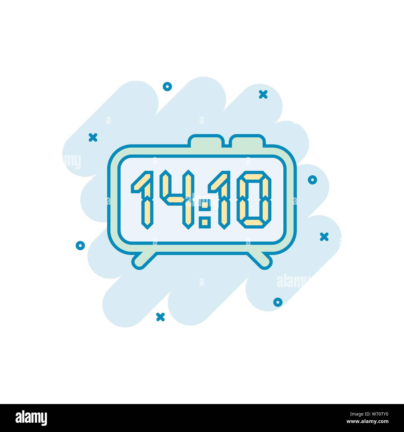Clock sign icon in comic style. Time management vector cartoon ...