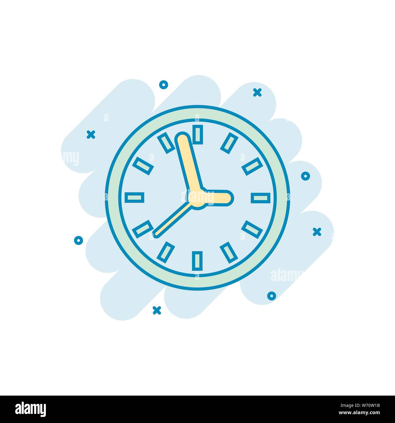 Clock sign icon in comic style. Time management vector cartoon ...