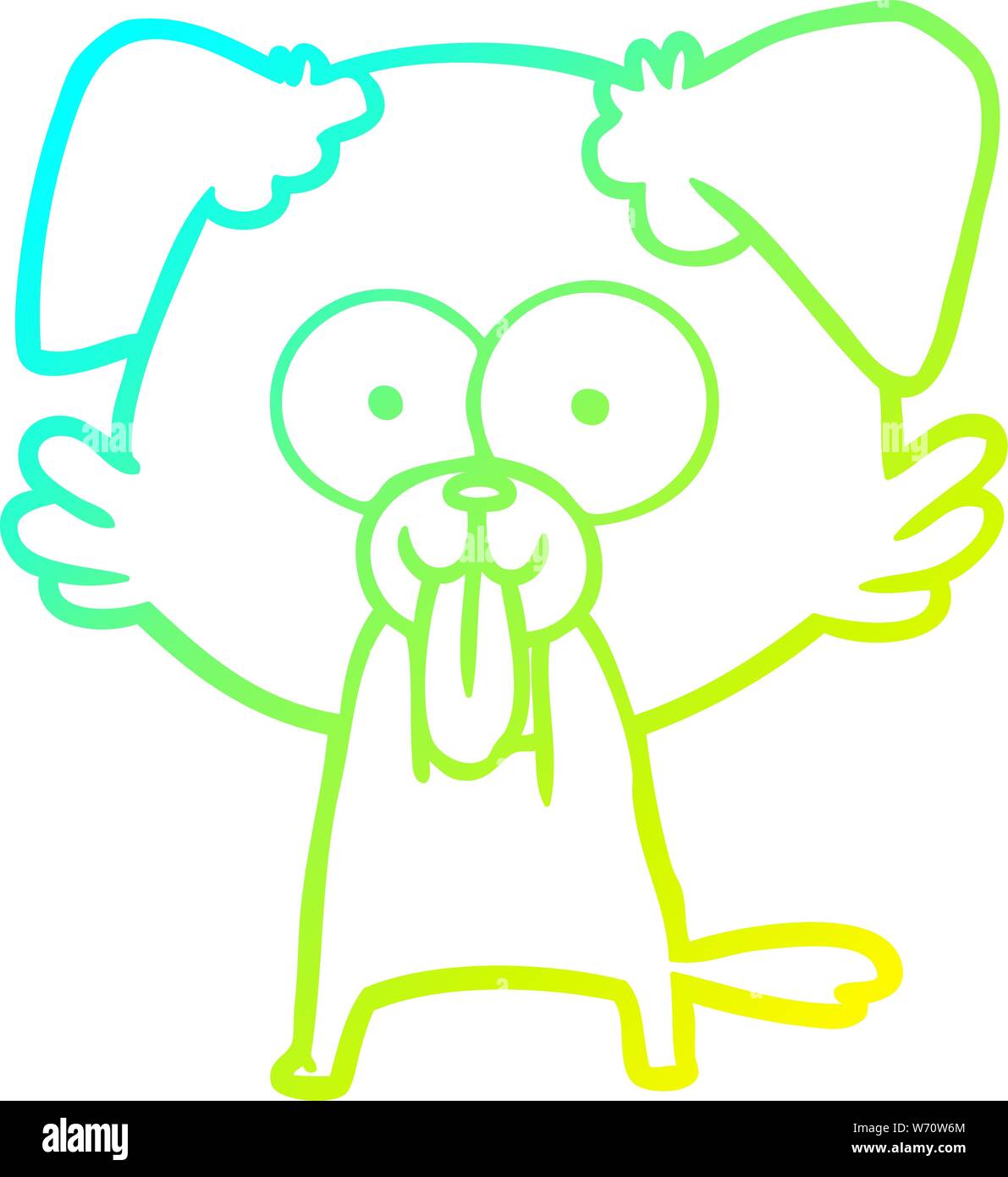 cold gradient line drawing of a cartoon dog with tongue sticking out ...
