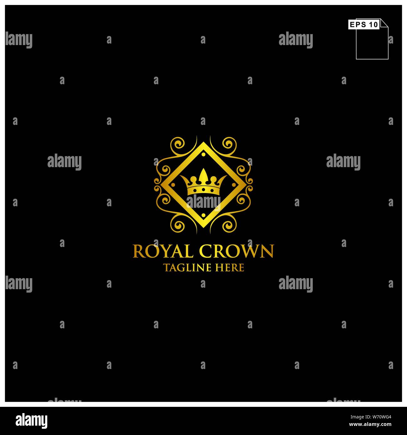 royal brand name logo design concept with floral and elemnt gold color ...