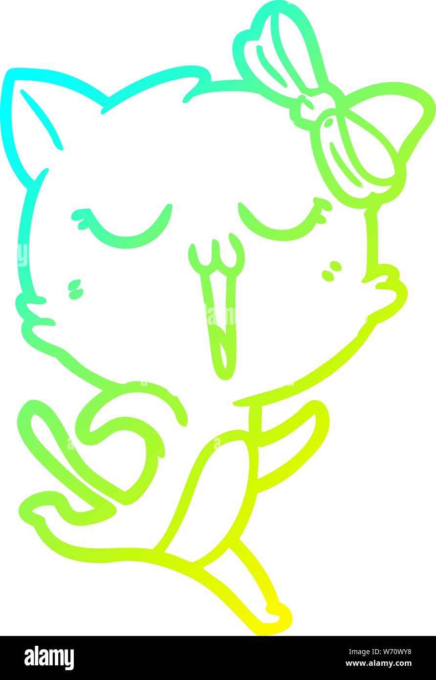 cold gradient line drawing of a cartoon cat Stock Vector Image & Art ...