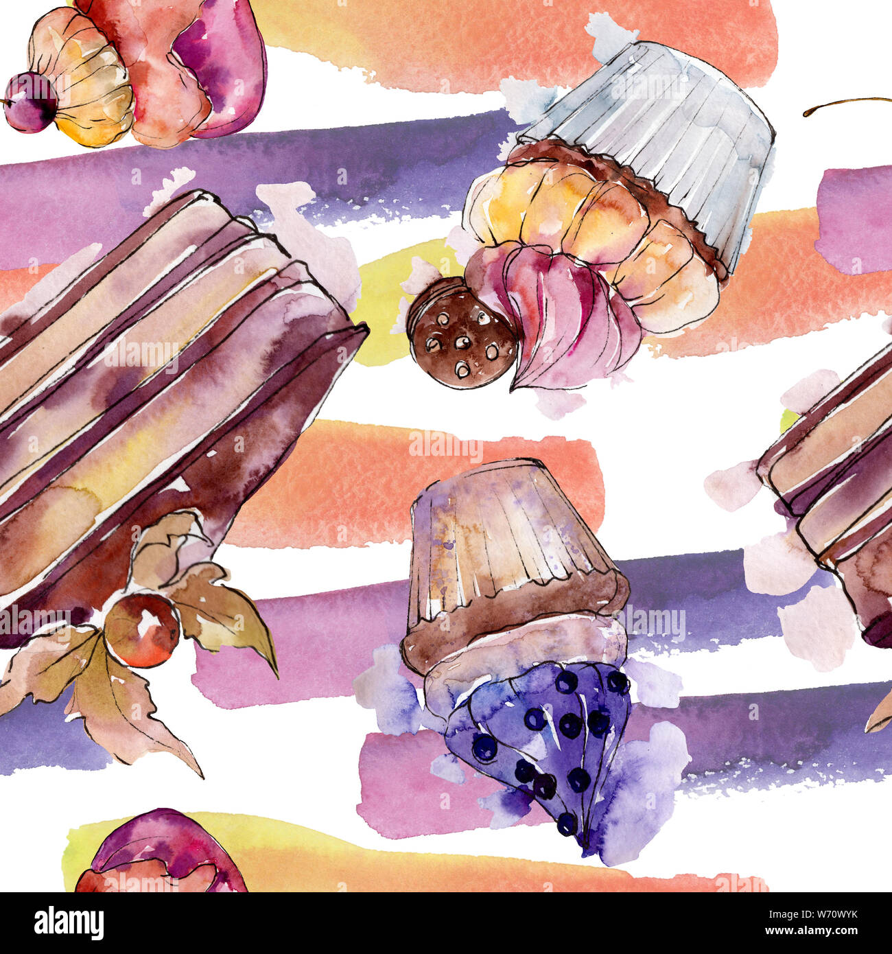 Tasty cupcake and dessert in a watercolor style. Watercolour ...