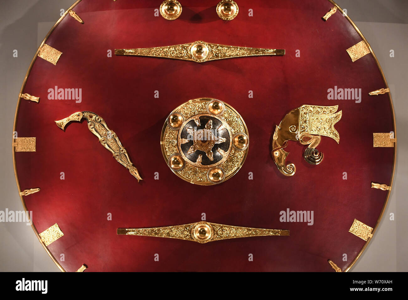 EMBARGOED TO 0001 MONDAY AUGUST 5 Detail of a shield, believed to have ...