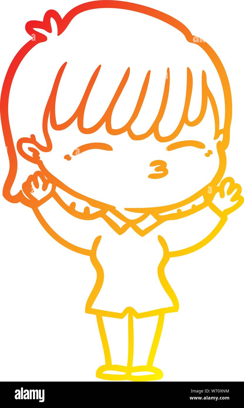 warm gradient line drawing of a cartoon woman Stock Vector Image & Art ...