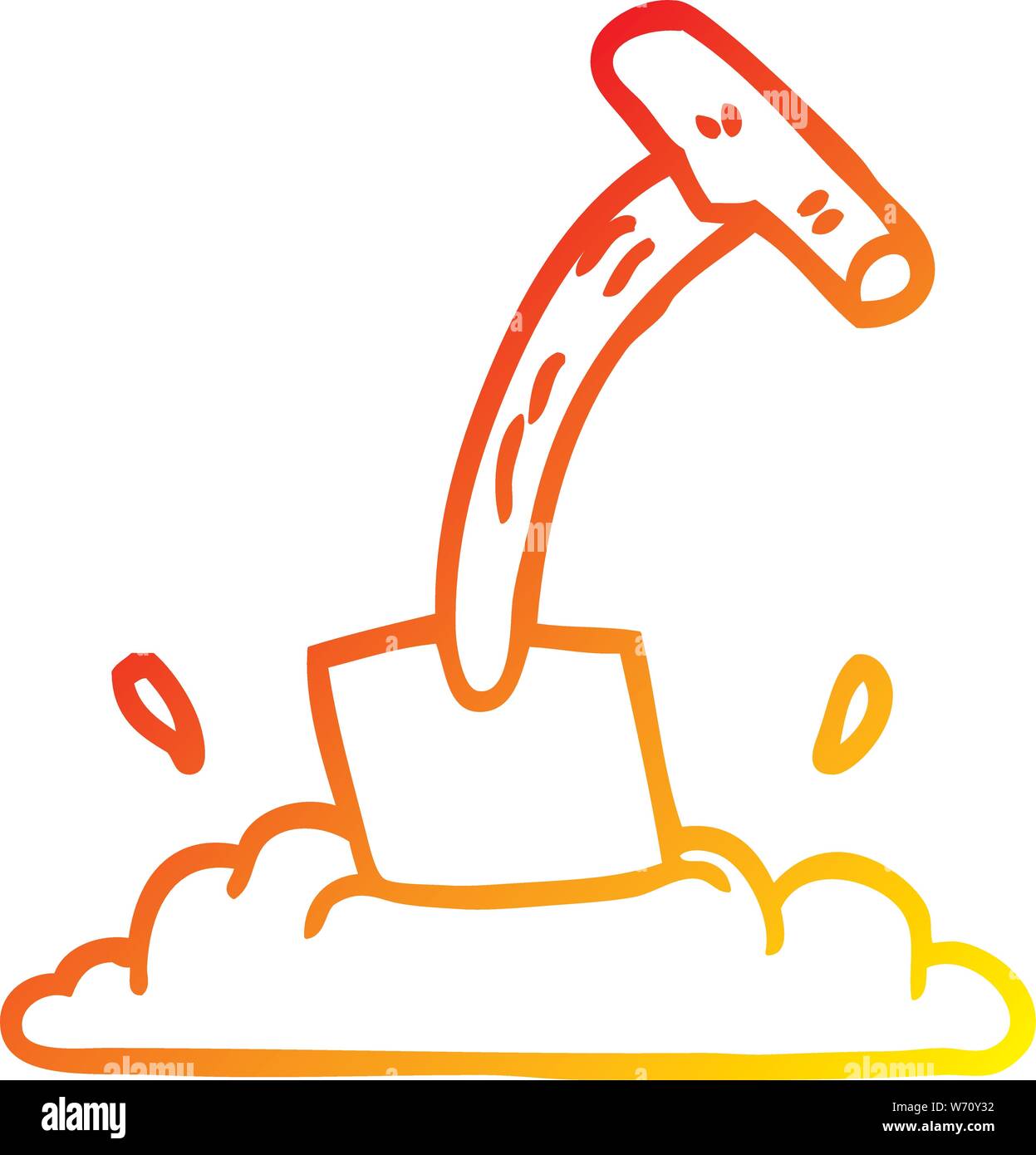 warm gradient line drawing of a cartoon spade Stock Vector Image & Art ...