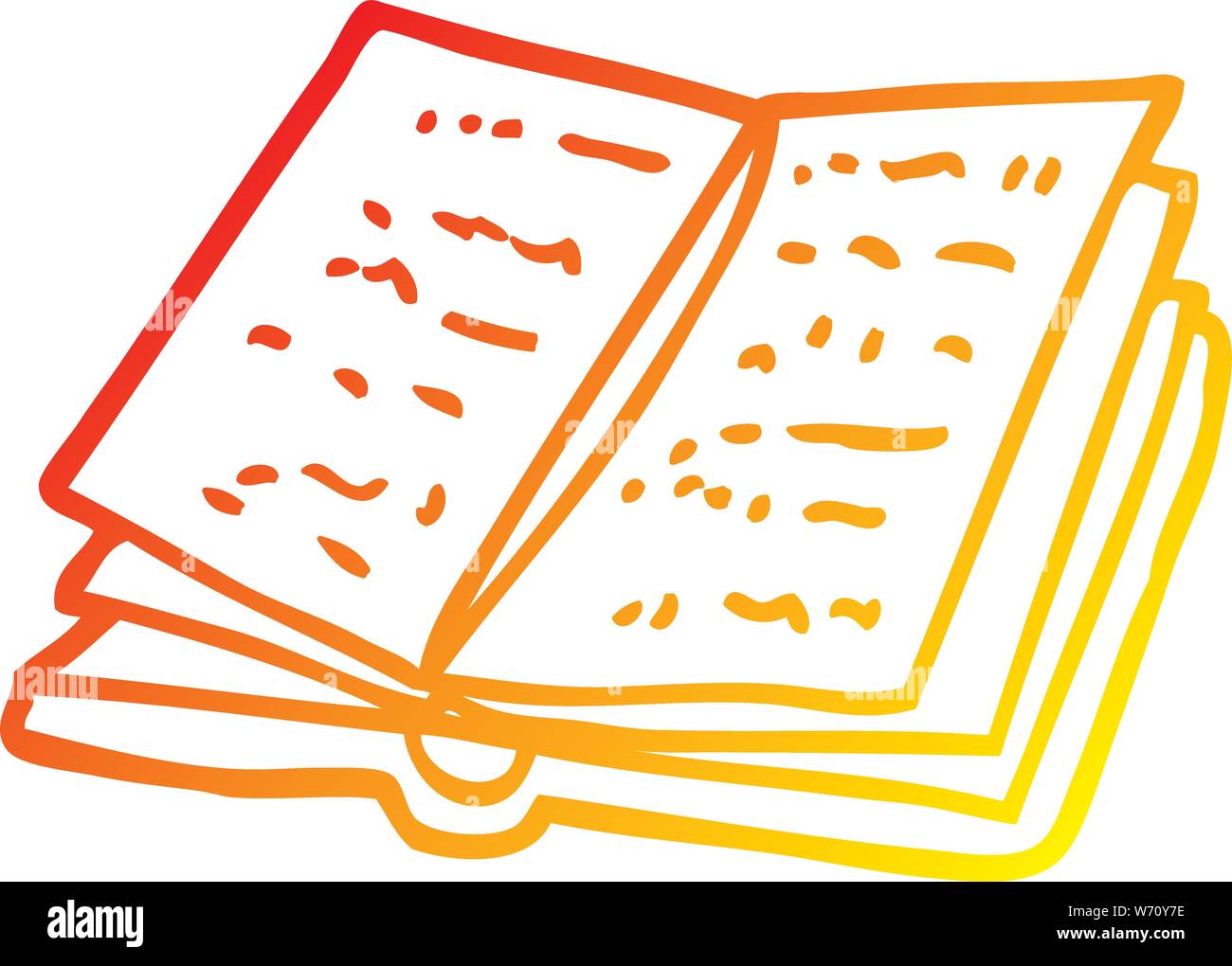 warm gradient line drawing of a cartoon open book Stock Vector Image ...