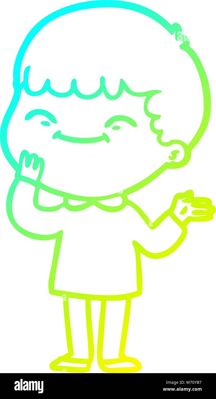 cold gradient line drawing of a cartoon happy boy Stock Vector Image ...