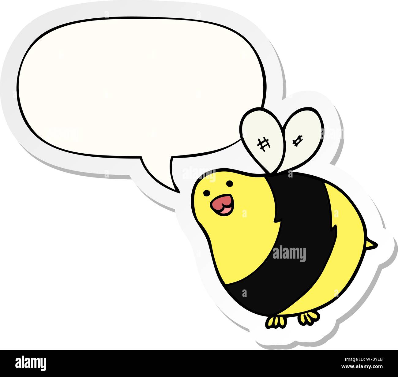 cartoon bee with speech bubble sticker Stock Vector Image & Art - Alamy