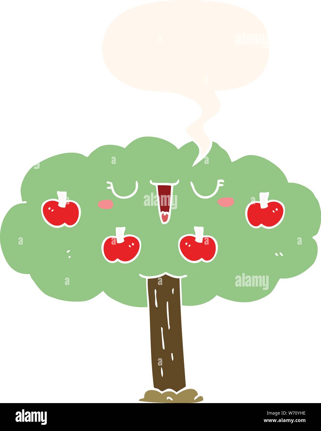 cartoon apple tree with speech bubble in retro style Stock Vector Image ...
