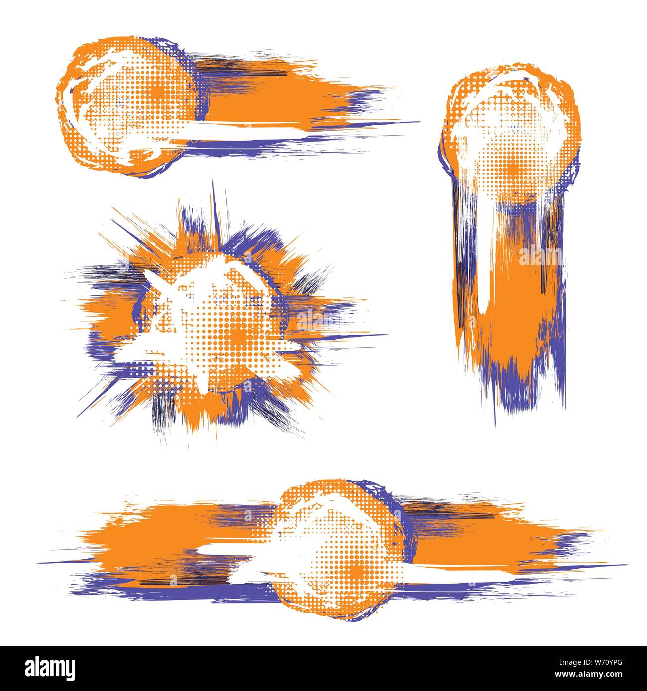 Set of different two color grunge frames with halftones isolated on ...