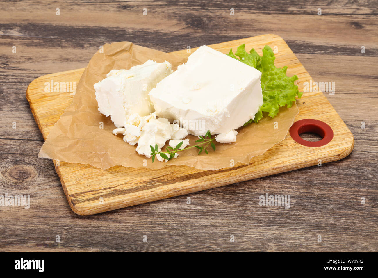 Greek traditional Feta soft cheese in the plate Stock Photo - Alamy