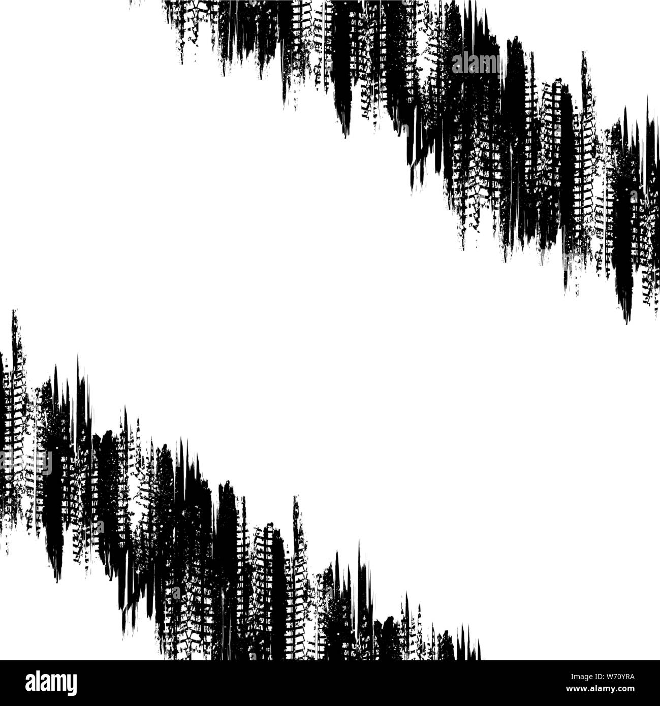 Abstract white background with grunge black diagonal lines and tire ...