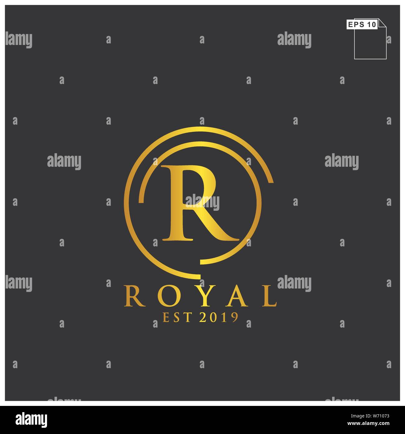 royal brand logo design with gold color and black background Stock ...