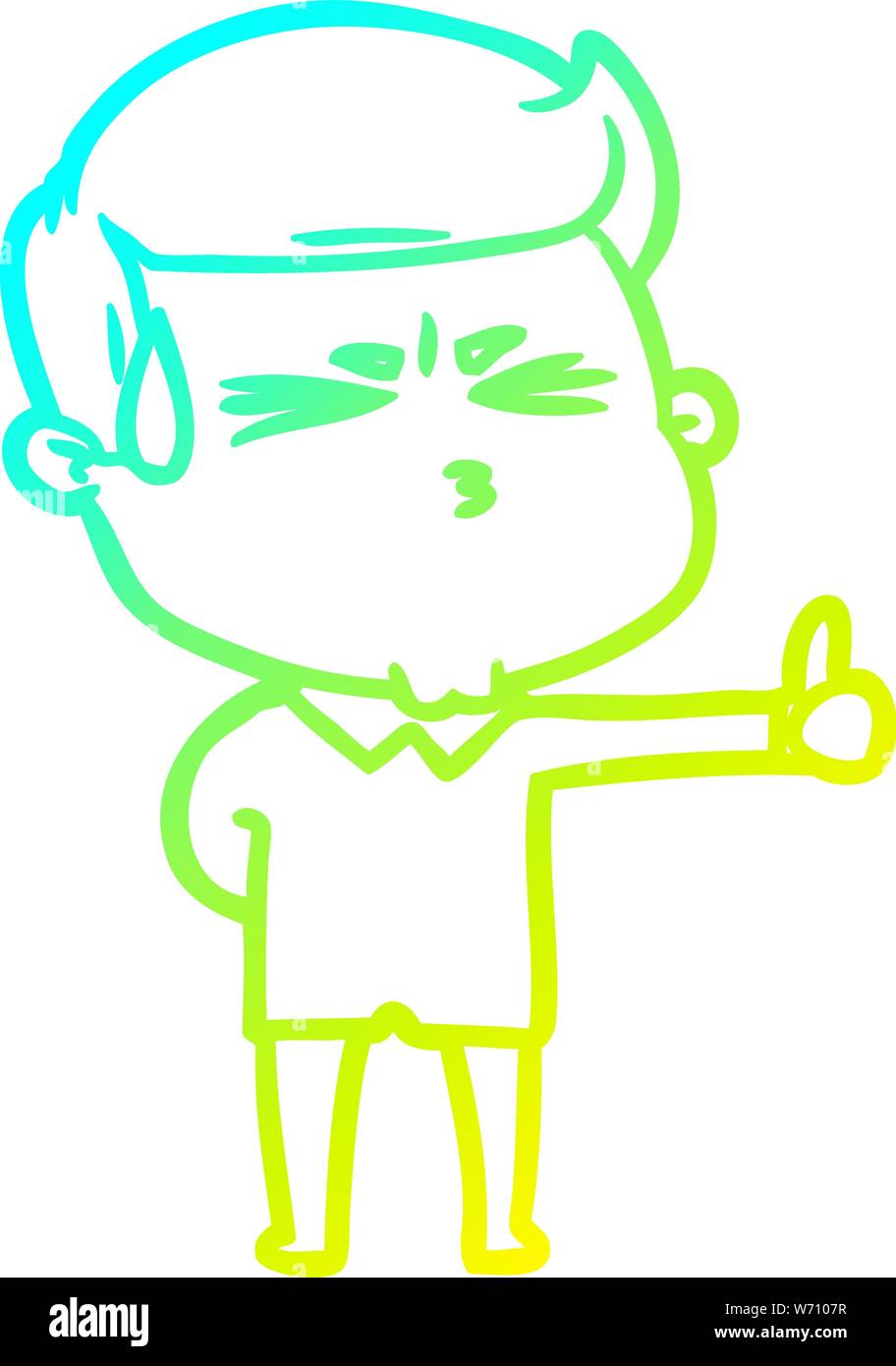 cold gradient line drawing of a cartoon man sweating Stock Vector Image ...