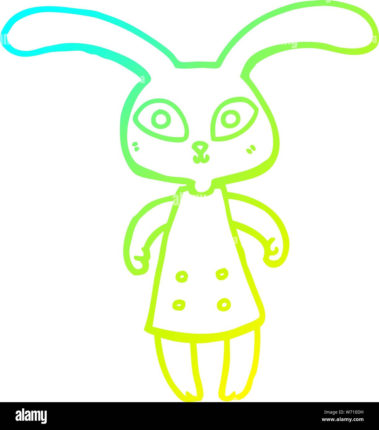 cold gradient line drawing of a cute cartoon rabbit Stock Vector Image ...